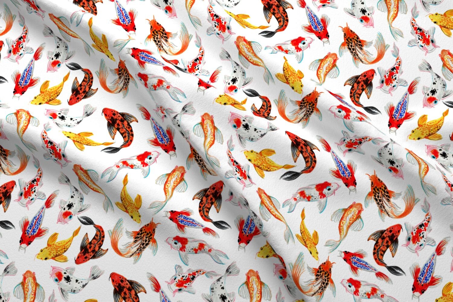 Koi Fish Fabric Koi By Jadegordon Koi Carp Goldfish Zen | Etsy