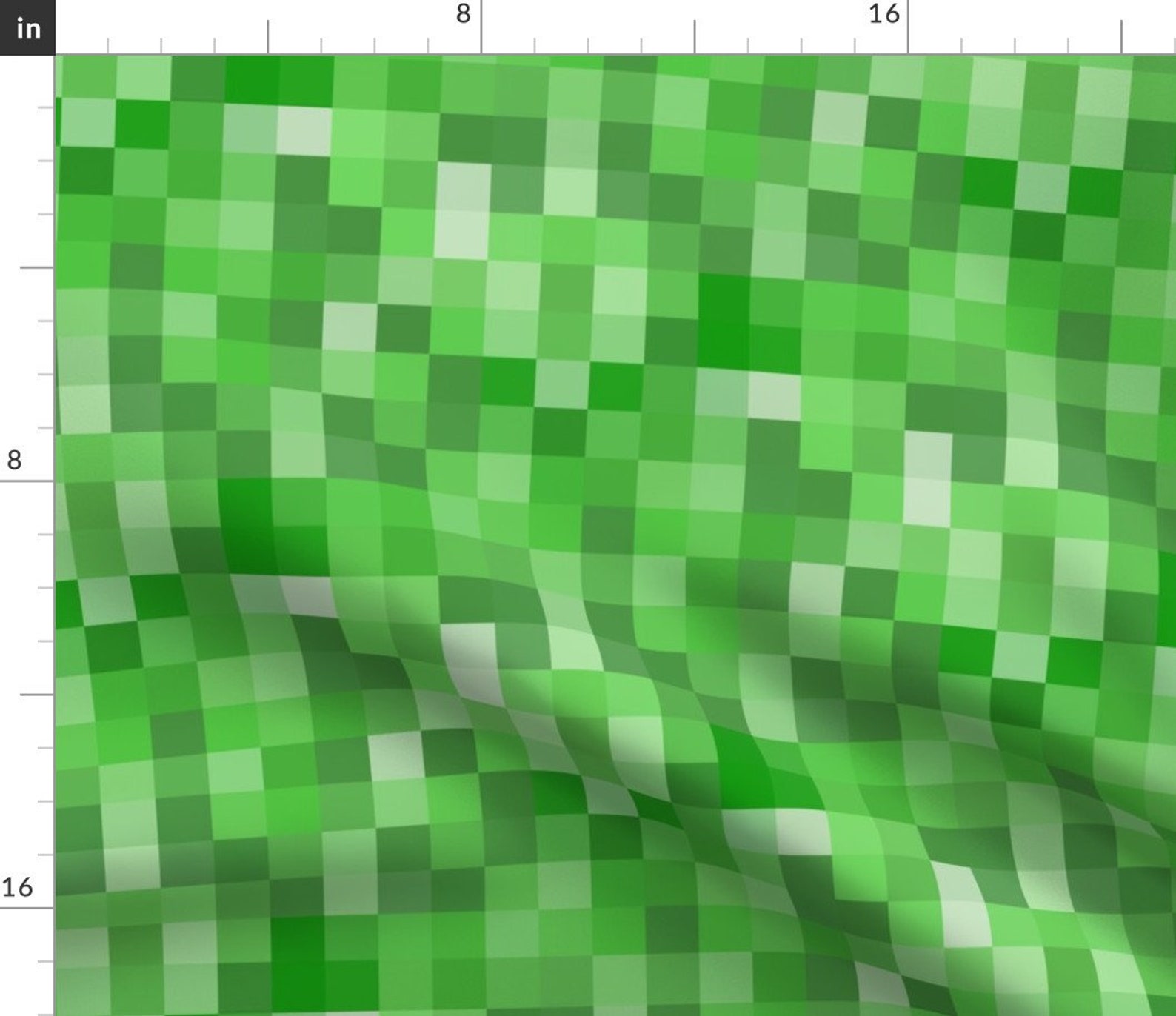 Green Pixels Fabric Pixel Party / Green by - Etsy