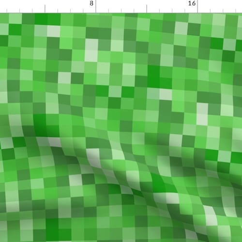 Green Pixels Fabric Pixel Party / Green by - Etsy