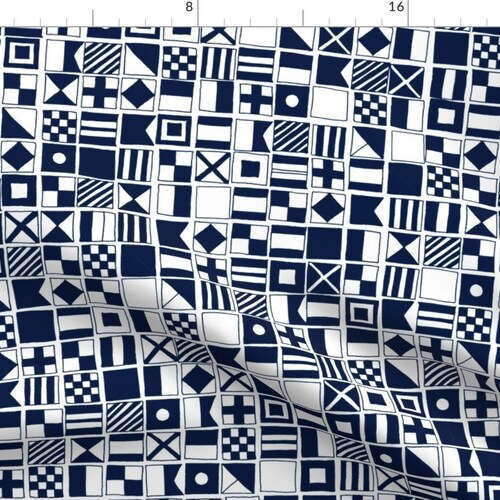Sailing Fabric Flags Navy Blue White Prep Sailboat Nautical - Etsy