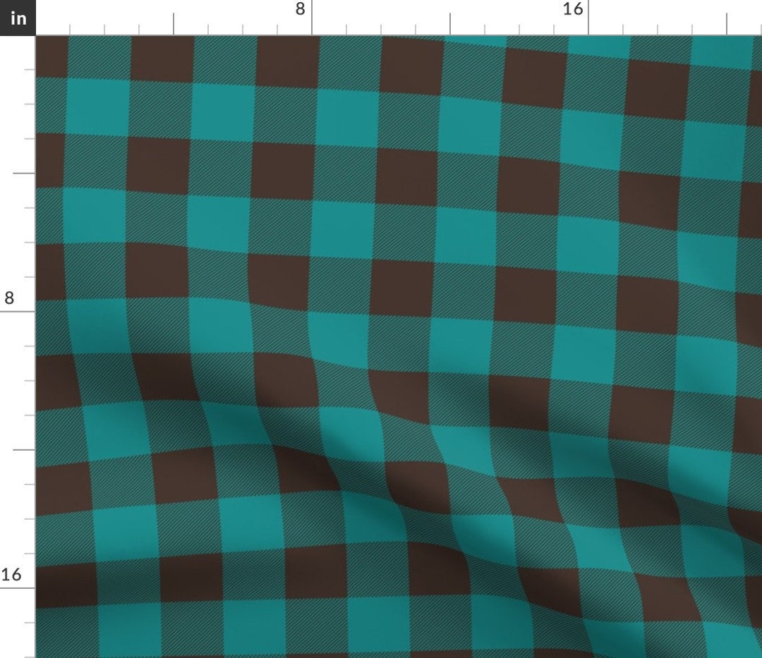Plaid Fabric Dark Teal and Brown Plaid by Littlearrowdesign Plaid ...