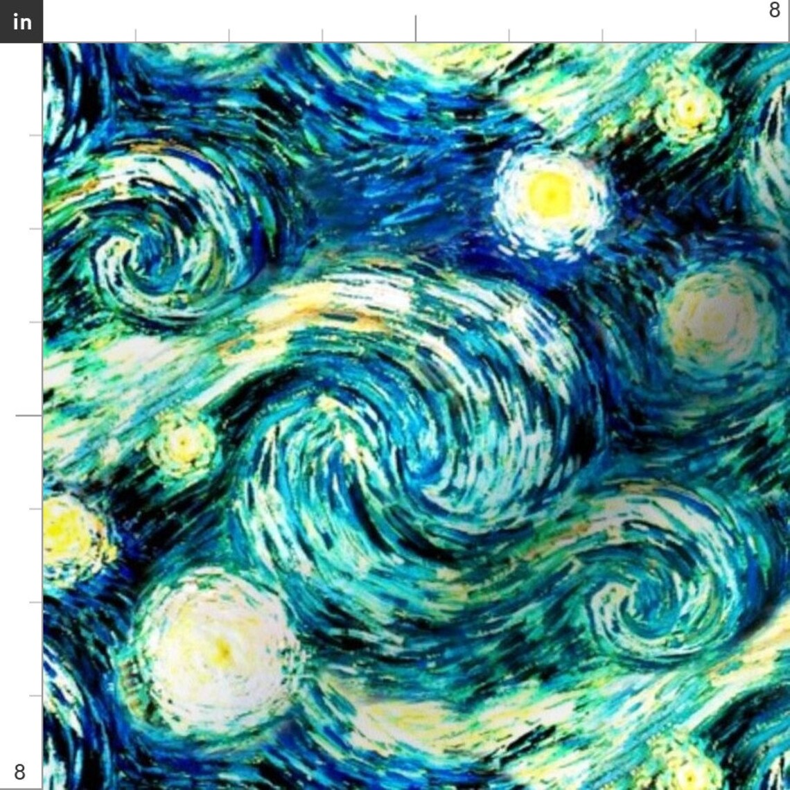 Blue Swirly Star Fabric Starry Night Sky Swirly Stars by | Etsy