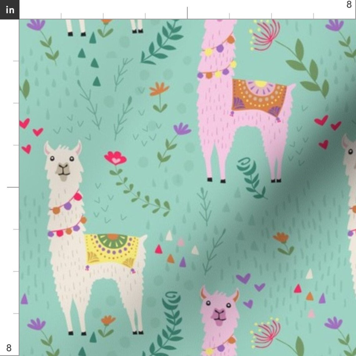 Llama Fabric Festive Llama With Flowers by Latheandquill | Etsy