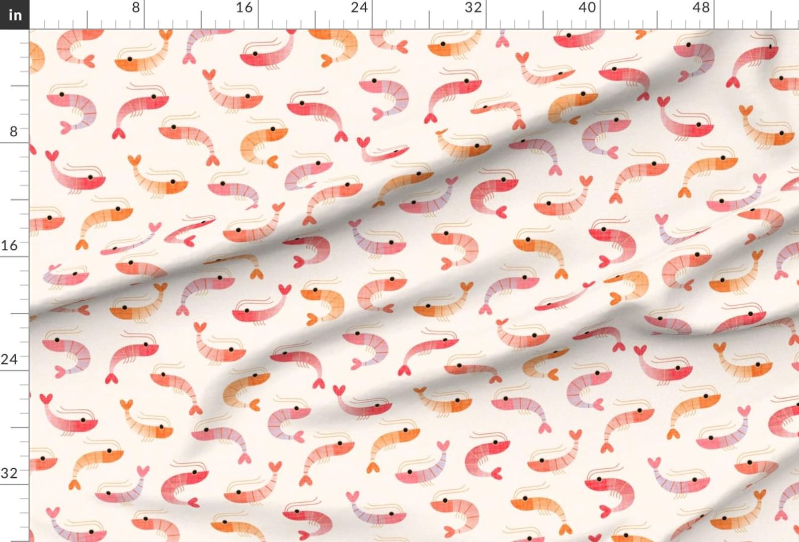 Cute Shrimp Apparel Fabric - Shrimps on Cream by Heleenvanbuul - Boho ...