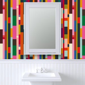 Retro Color Blocking Removable Peel and Stick Wallpaper - Colorful Mod ...