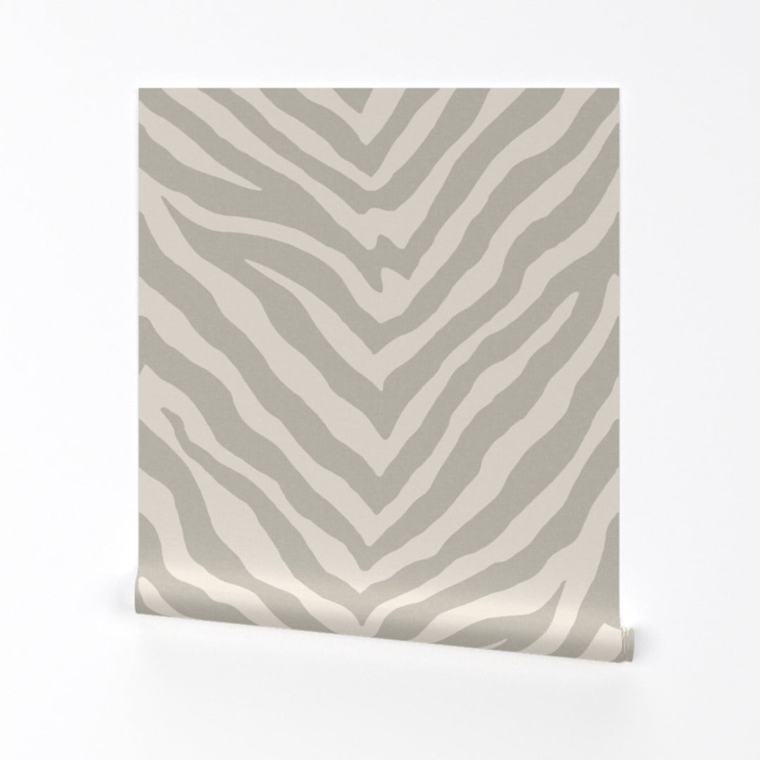 Zebra Wallpaper Zebra in Cashmere Gray by Willowlanetextiles - Etsy