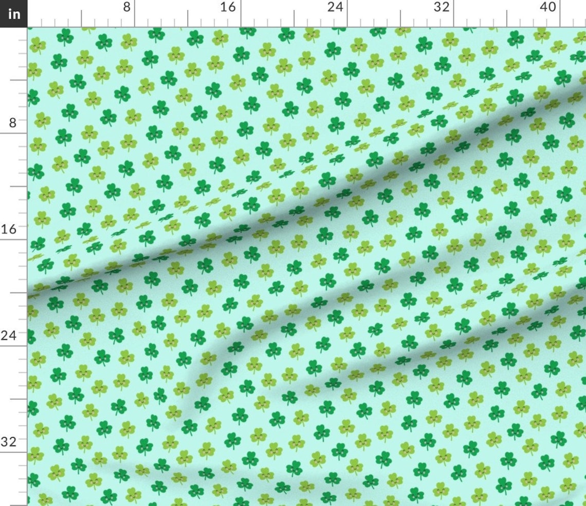Shamrock Fabric St Patricks Day by Littlearrowdesign Green - Etsy
