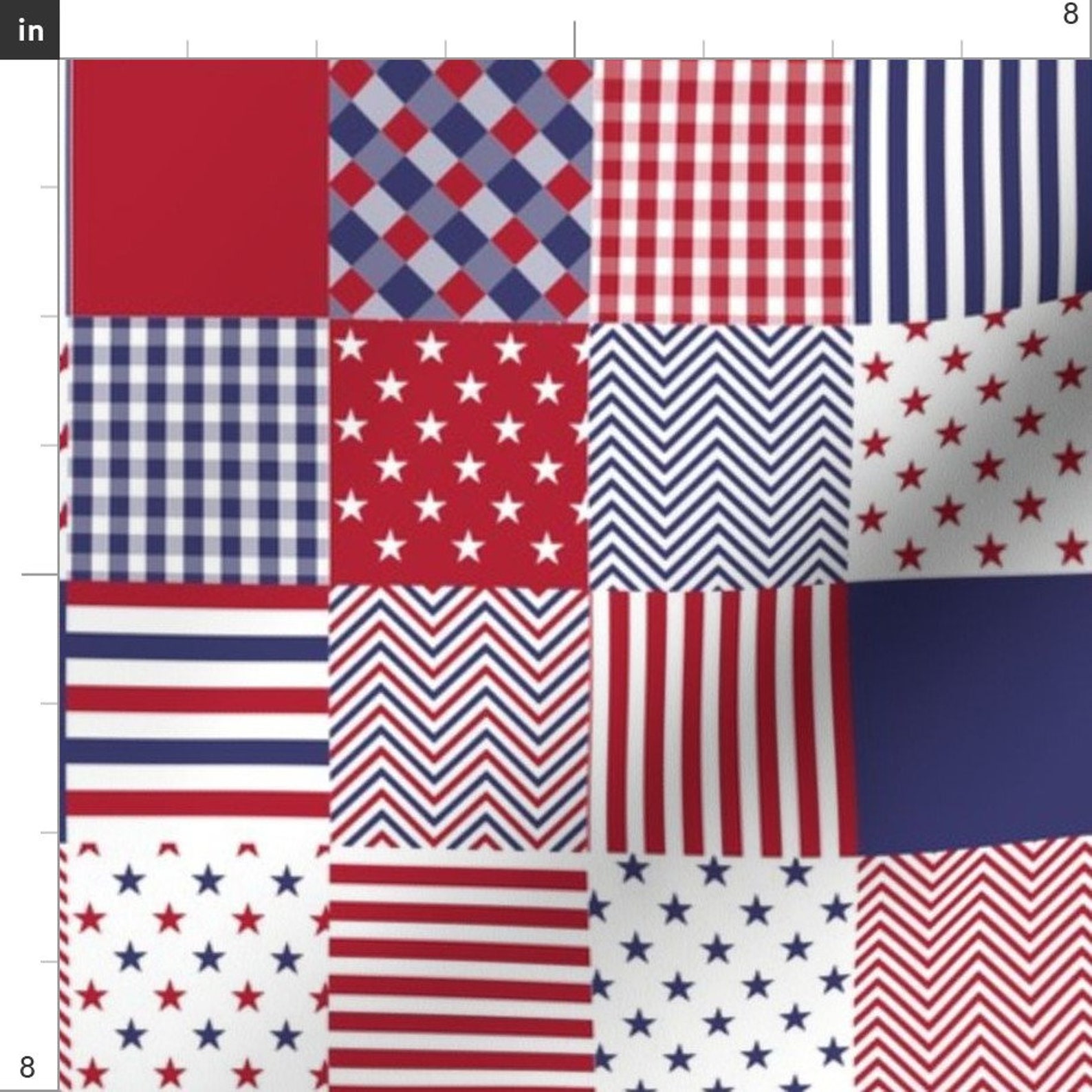 Usa Fabric Usa Mini Flag Patchwork Quilt Squares by Paper | Etsy