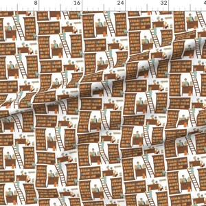 Librarians at Work Fabric Librarians at Work by Laurawilson Library ...