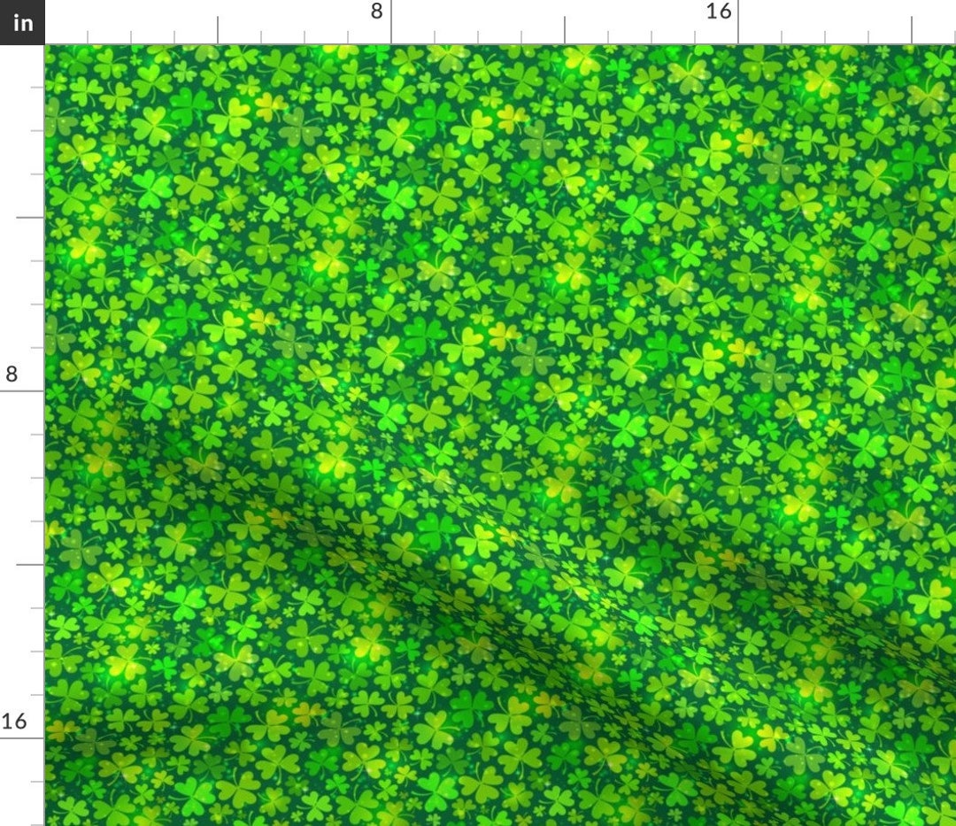 Clover Fabric Green Magic Clovers Pattern by Art of Sun - Etsy