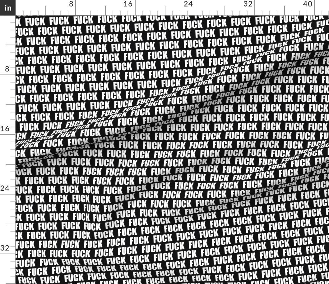 Profanity Fabric F-word White Block Text on Black Punk Rude - Etsy