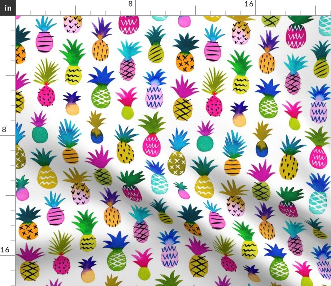 Pineapple Fabric Pineapple Fun by Mirabelleprint - Etsy