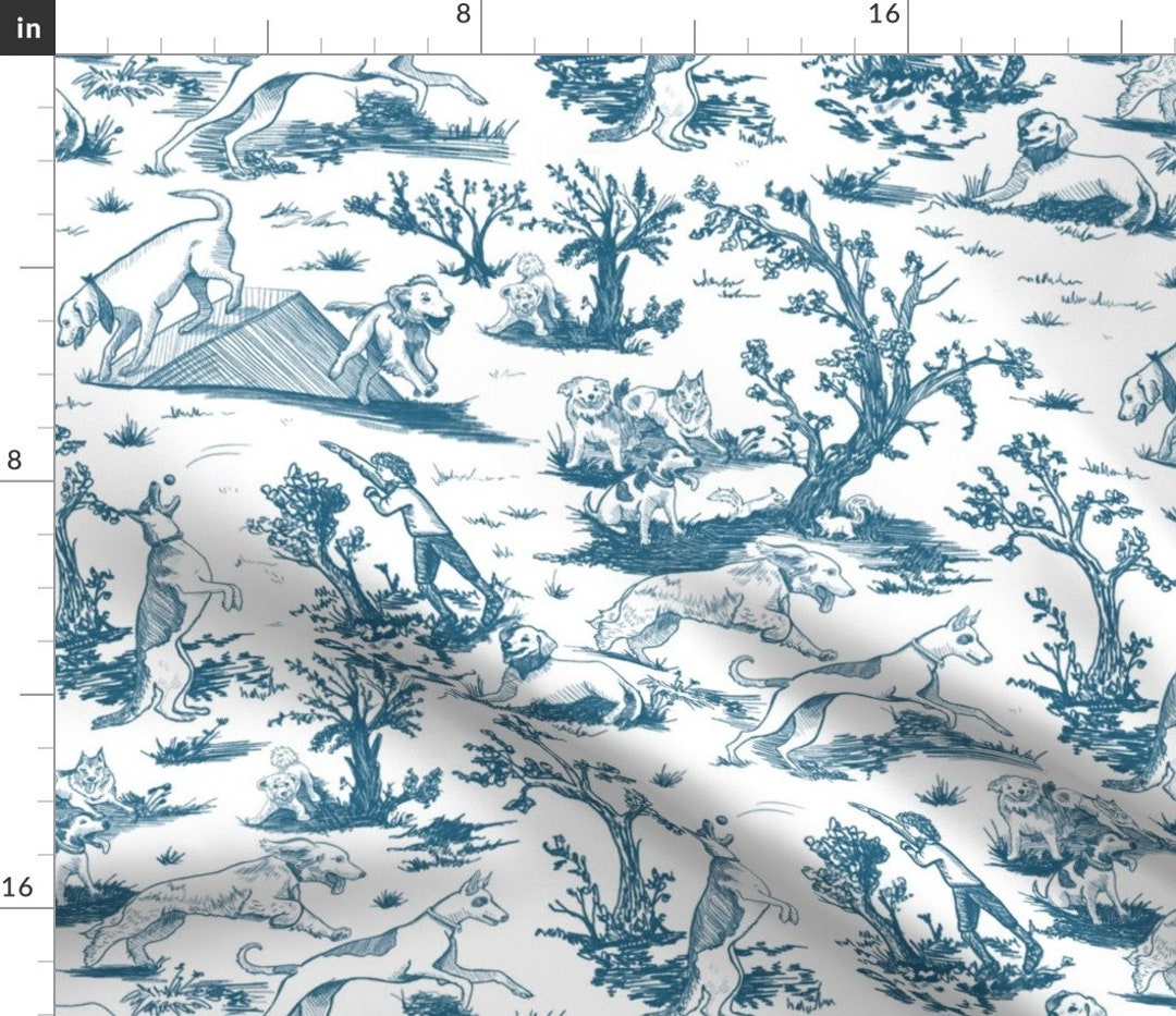 Dog Park Toile Fabric Barkitecture by 3rittanylane Dog Chintz Victorian ...