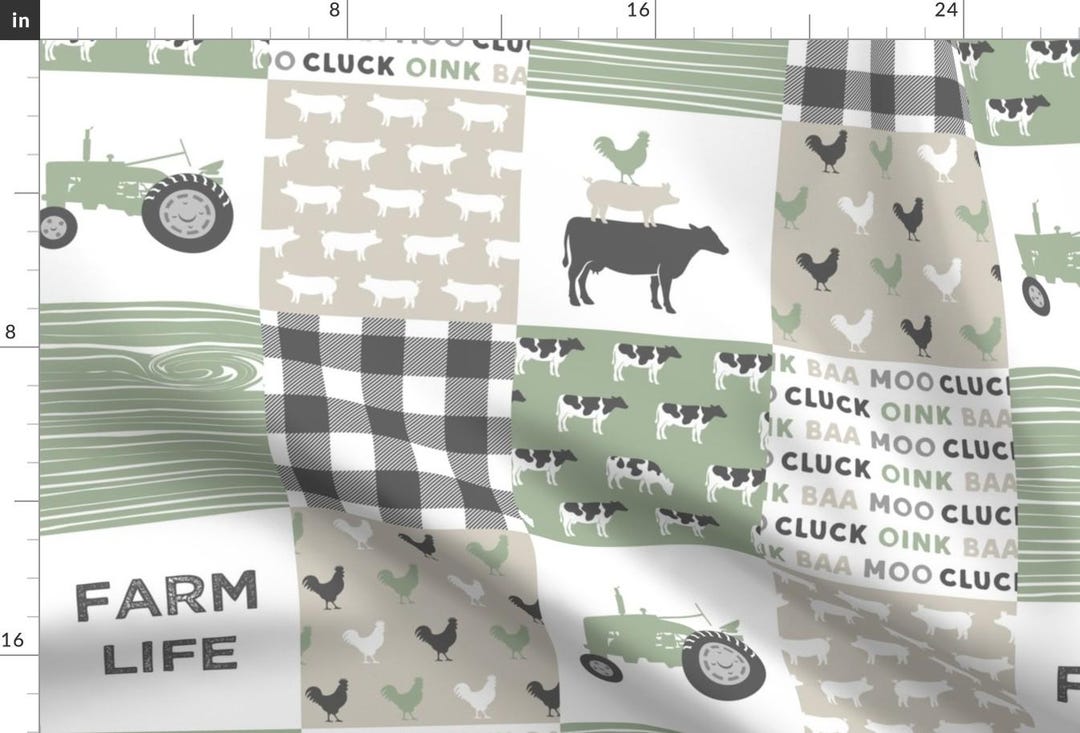 Farmhouse Fabric - Farm Life Wholecloth - Farm Themed Patchwork Fabric ...