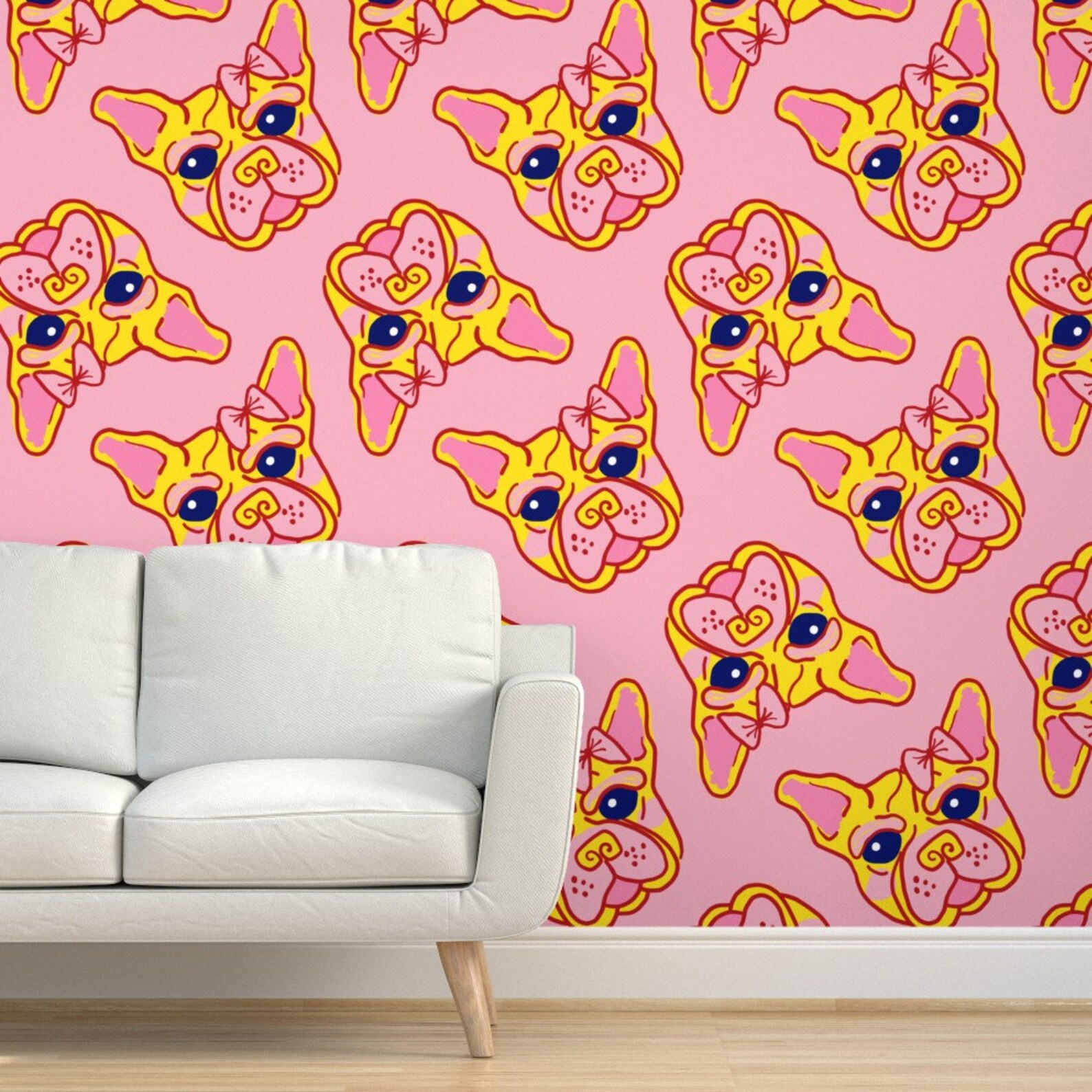 Frenchie Wallpaper Frenchie Pink by Louisemargaret French - Etsy