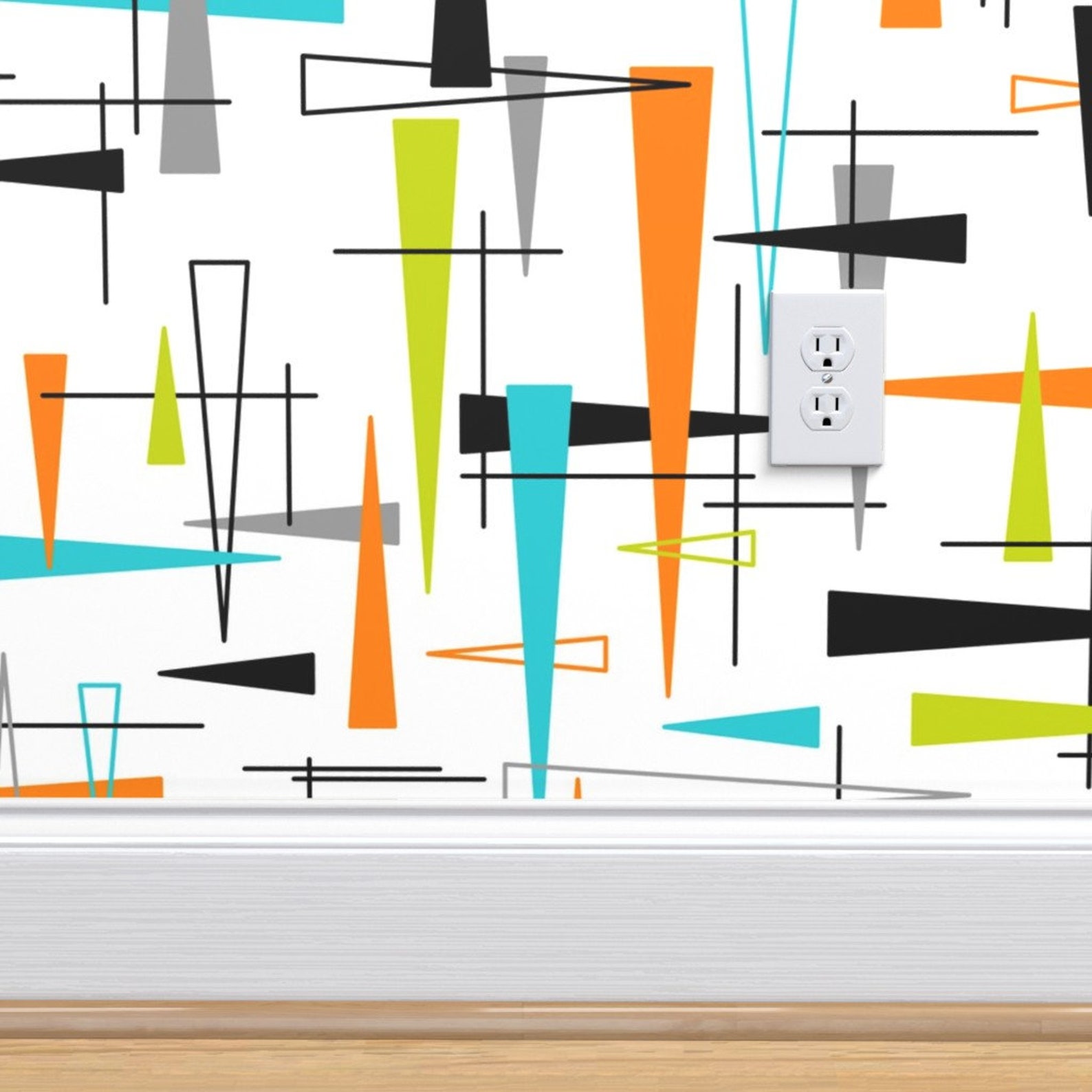Triangles Mid Century Modern Wallpaper Triunity 6a by | Etsy
