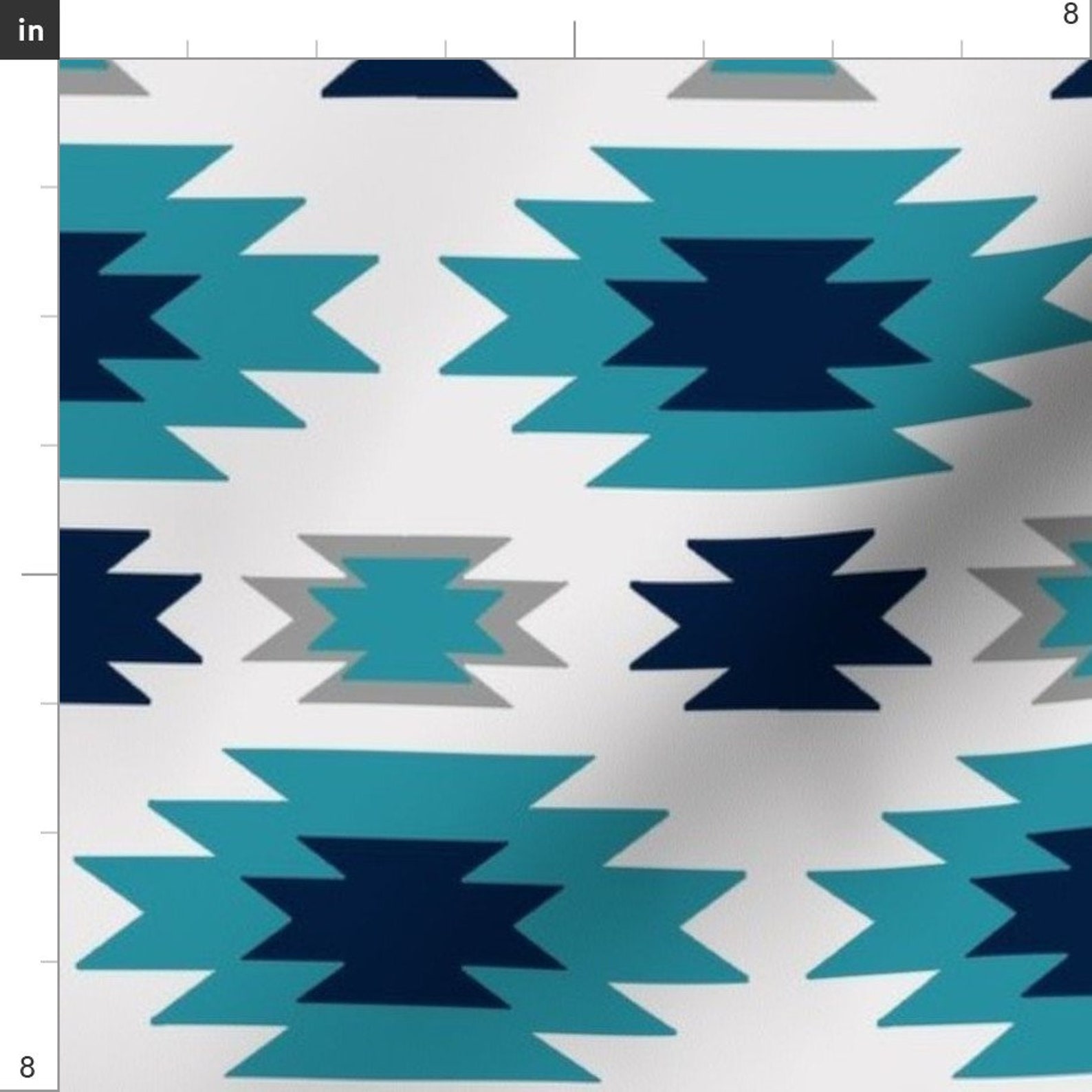 Aztec Fabric Aztec Navy Teal Gray by Sproutz Aztec Navajo - Etsy