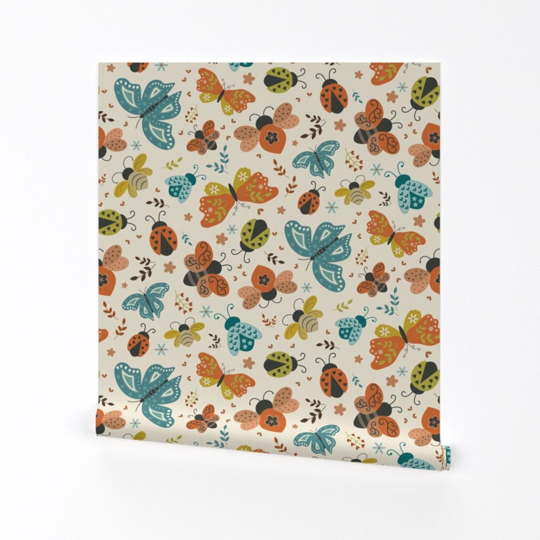 Cute Insects Wallpaper Lovely Bugs by Devona_abelar Teal Orange Beige ... Cute Insects Wallpaper Lovely Bugs by Devona_abelar Teal Orange Beige ...