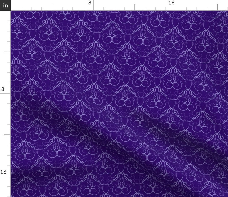 Purple Damask Flowy Fabric Gothic Scrolls Purple by - Etsy