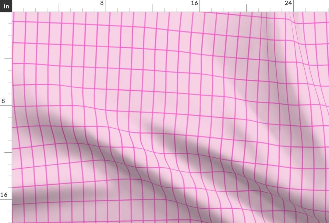 Bold Pink Geometric Apparel Fabric - Double Pink Grid by House_of_may ...
