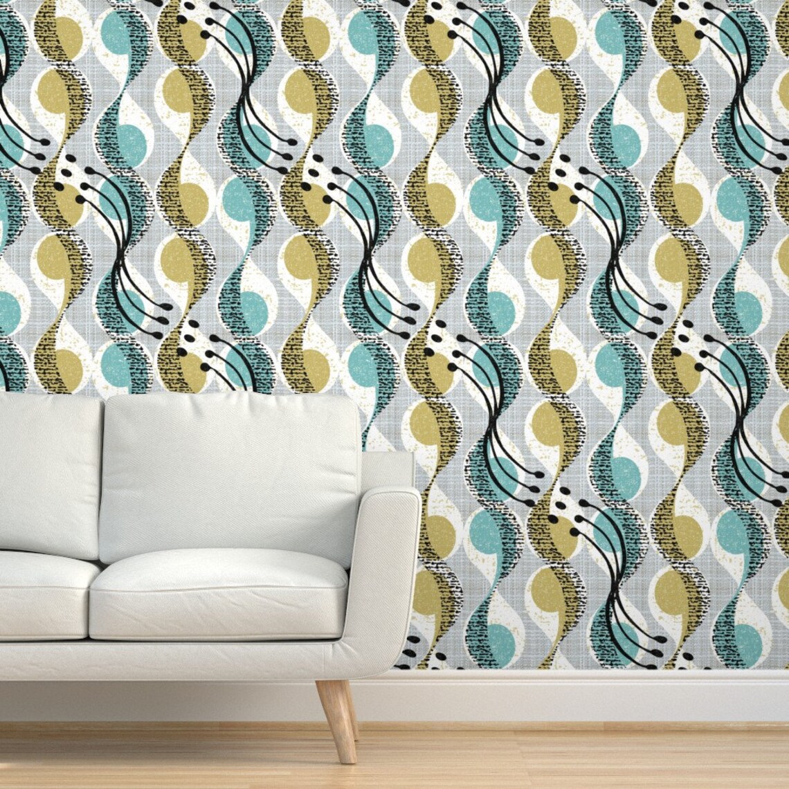 Mid Century Modern Geometric Wallpaper Betty Retro by - Etsy