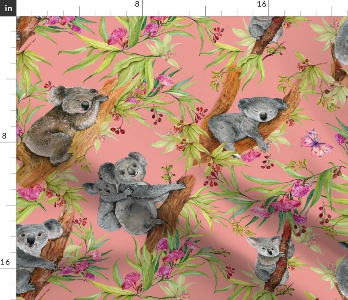 Mitrushovaart Pink Koala Bears Aussie Fabric Cute Koalas by | Etsy