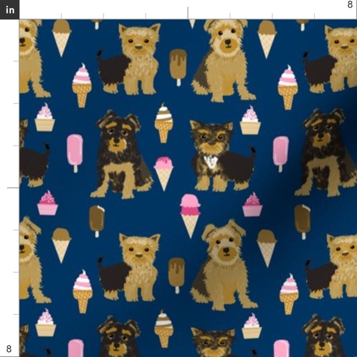 Yorkie Fabric Yorkshire Terrier Ice Cream Funny Novelty Dog - Etsy