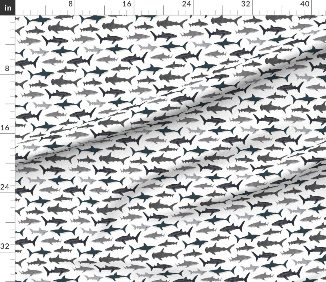 Shark Fabric Shark Fabric by Andrea Lauren Shark Nautical - Etsy