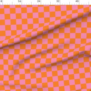 Retro Fabric - Old School Check Large by Beshkakueser - Check Orange ...