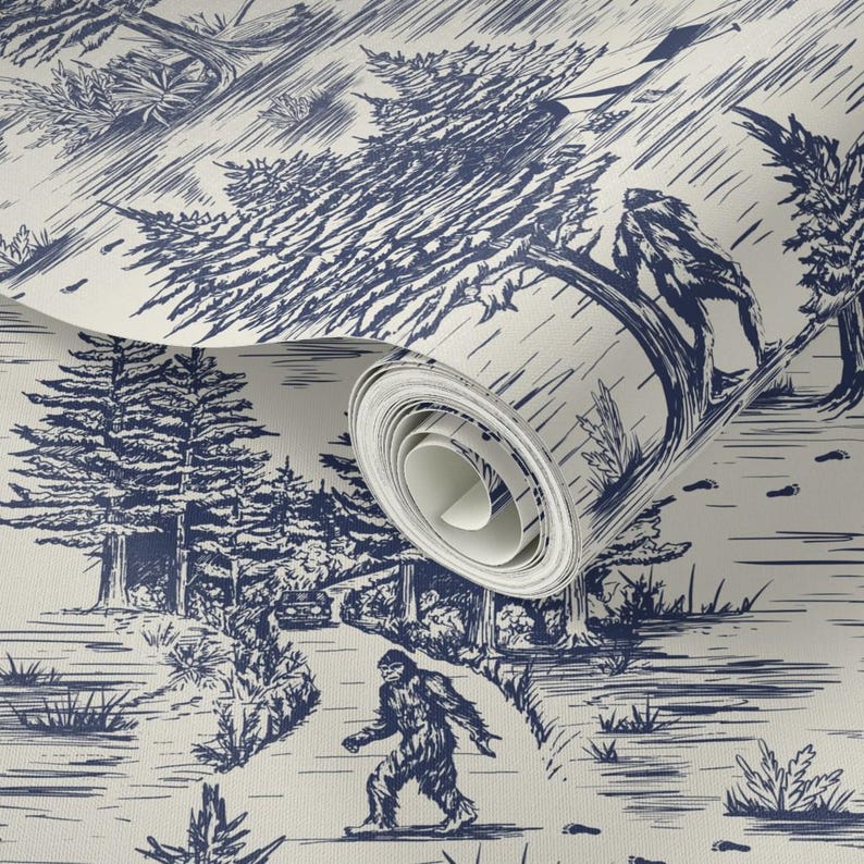 Blue Sasquatch Removable Peel and Stick Wallpaper - Bigfoot Camping ...