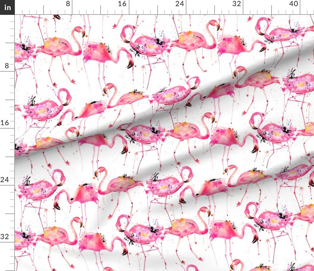 Large Scale Pink Flamingo Fabric Flamingos Making A Splash - Etsy