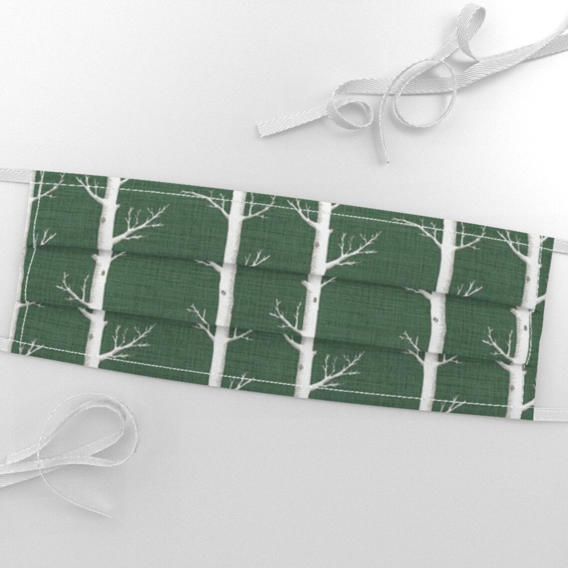 Green Tree Fabric The White Tree On Rustic Green By | Etsy