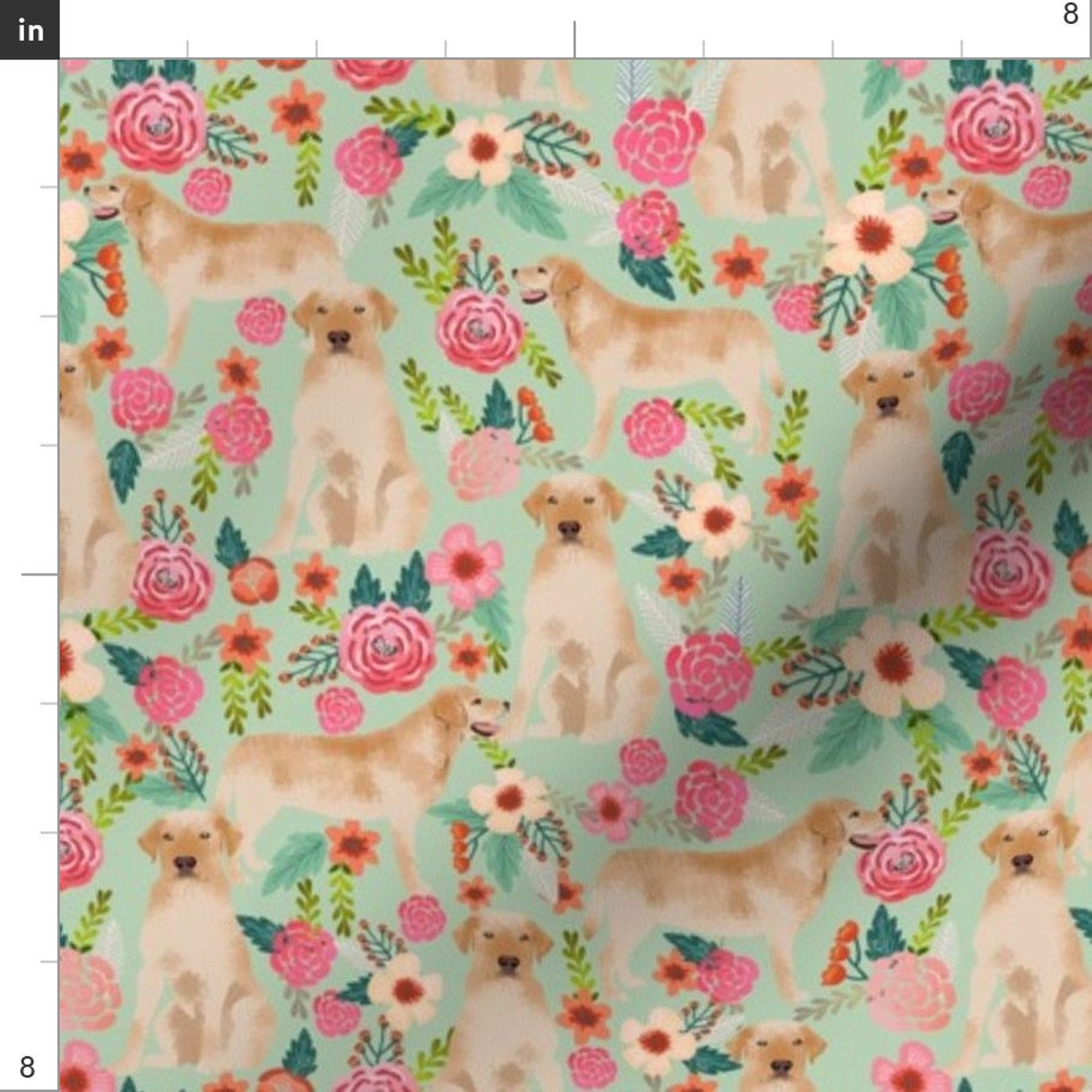 Yellow Lab Fabric Yellow Labrador Retriever Light Green - Etsy