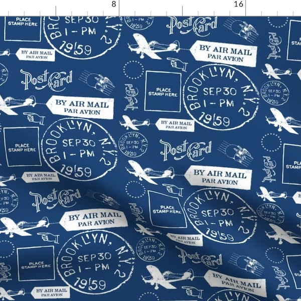 Postal Stamp Fabric - Etsy