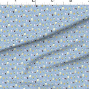 Boba Fabric Happy Boba Bubble Tea Blue by Clayvision Boba Tea Bubble ...