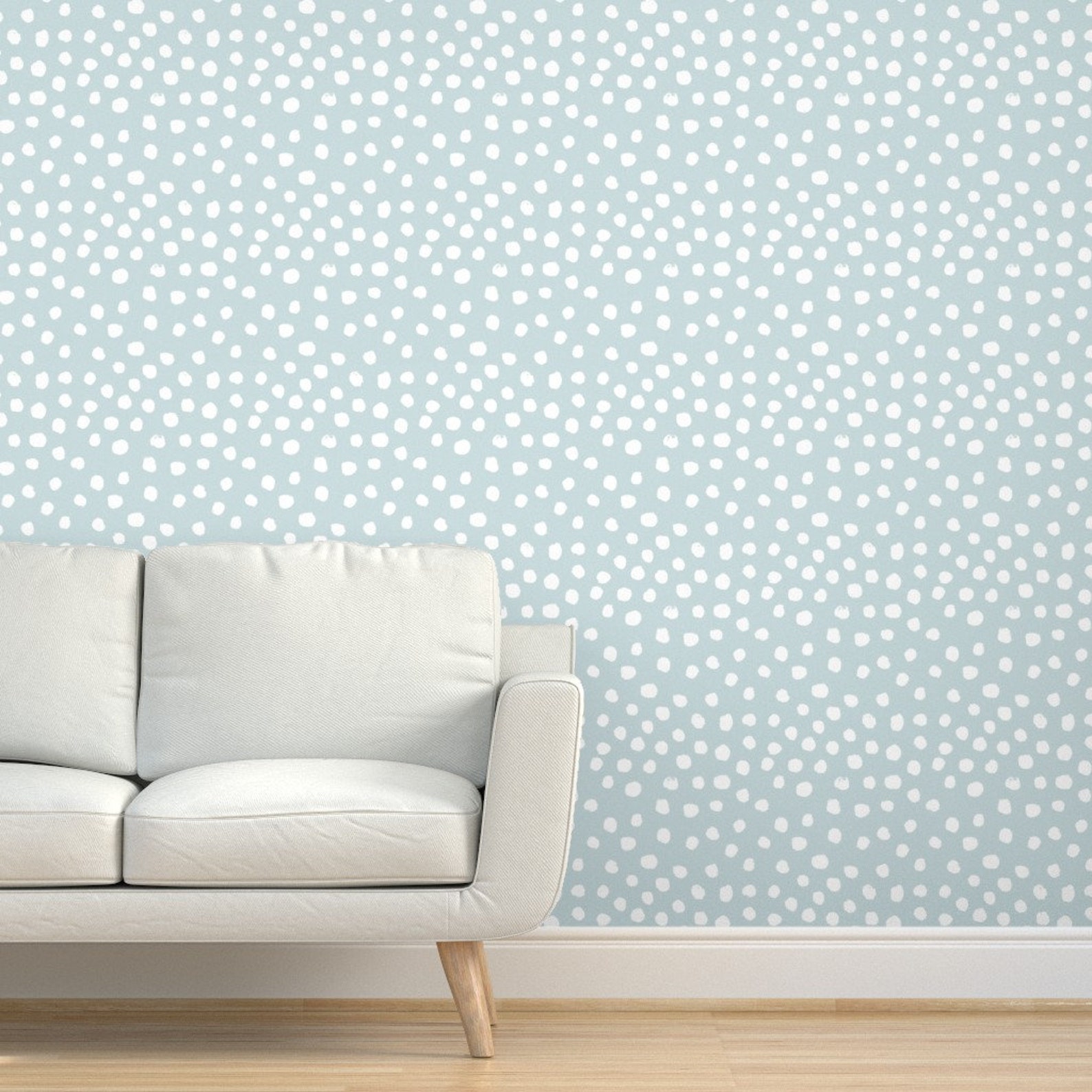 Dot Wallpaper Soft Blue Dots by Charlottewinter Baby Blue - Etsy