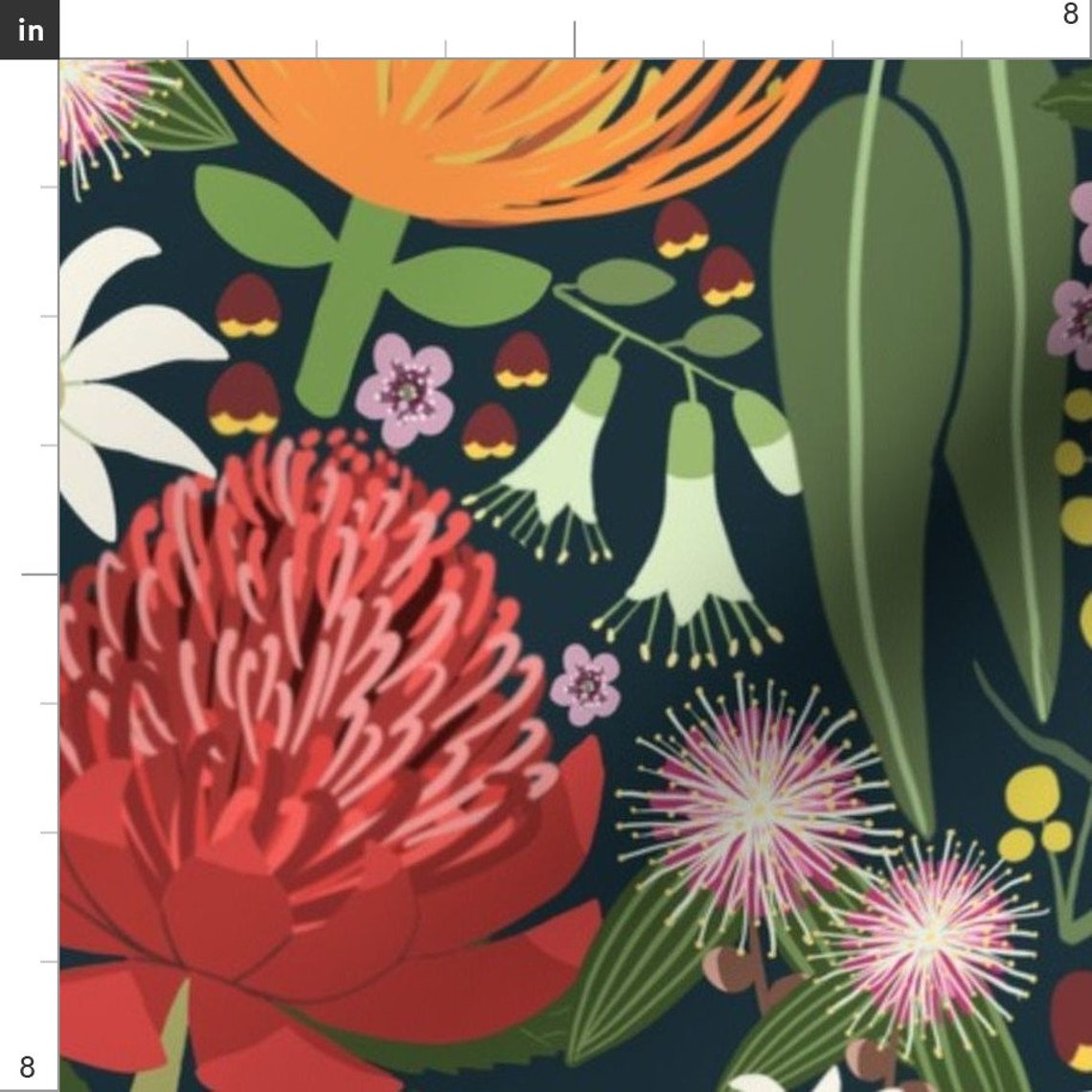Australia Floral Fabric My Australian Backyard Flowers Large | Etsy