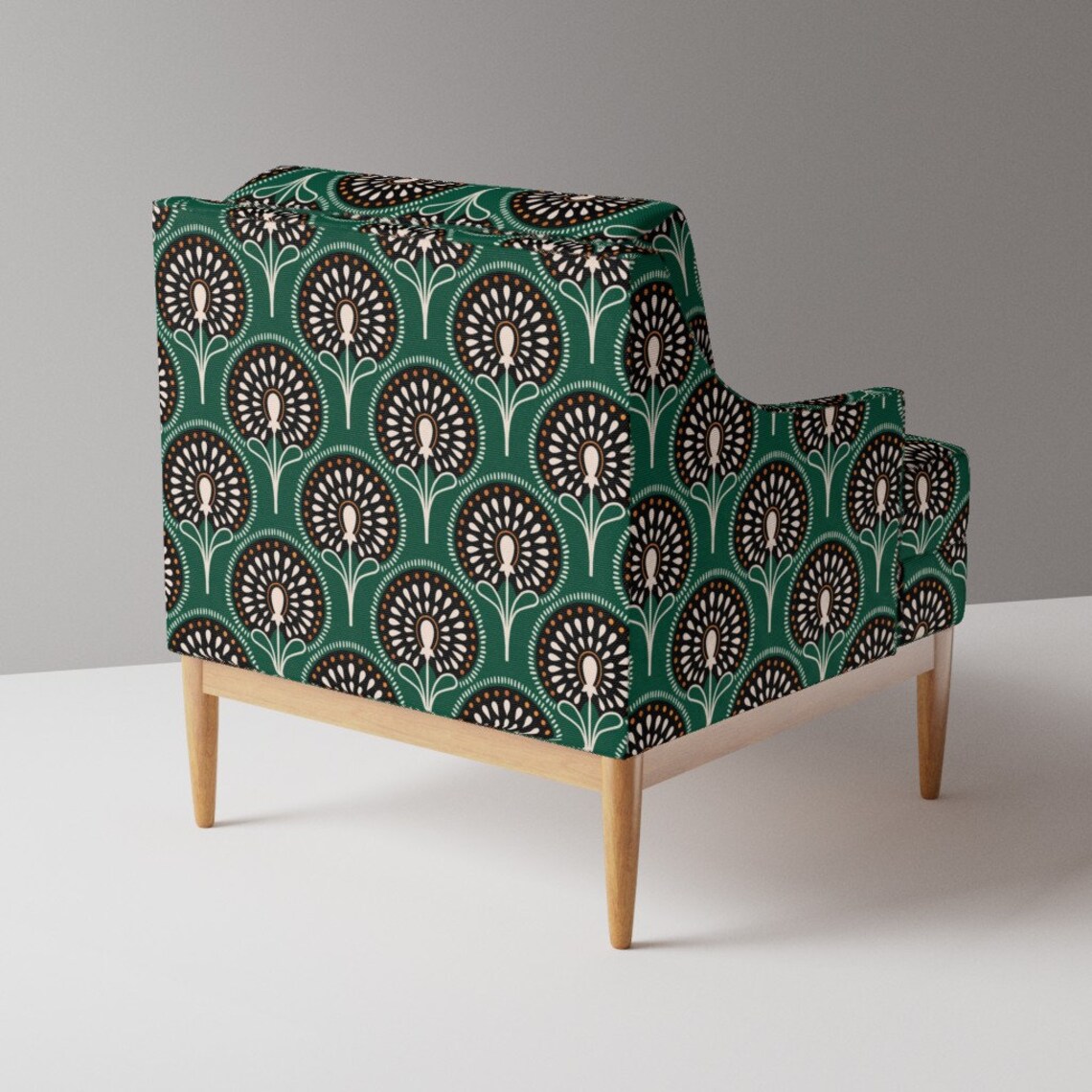 Emerald Art Deco Upholstery Fabric Art Deco Dandelion by - Etsy