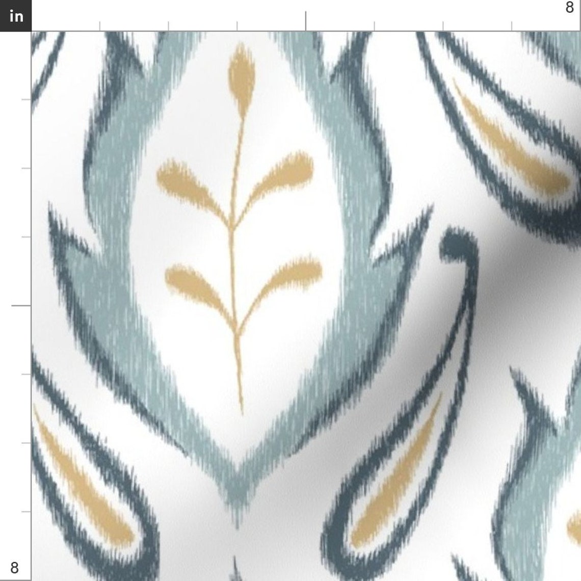 Damash Fabric Autumn Ikat Dusty Blue by Pattysloniger | Etsy