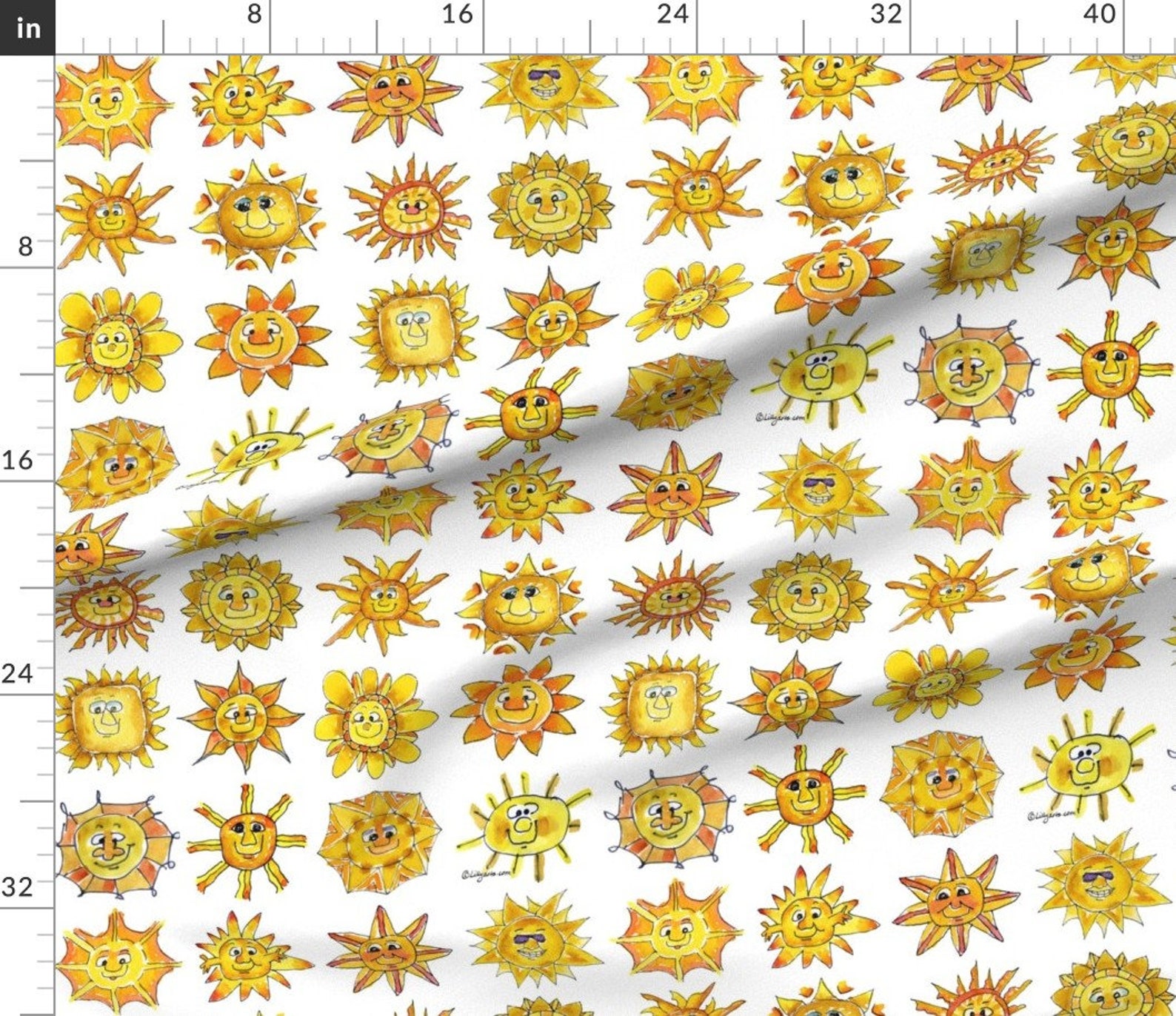 Goofy Sunshine Fabric Cartoon Suns Feeling Sunsational by - Etsy