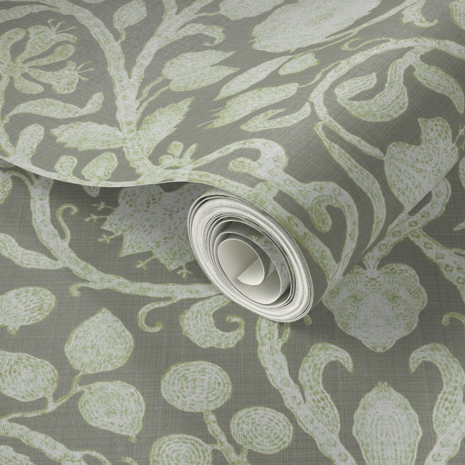 French Wallpaper Provence in Spring Green and Storm by - Etsy