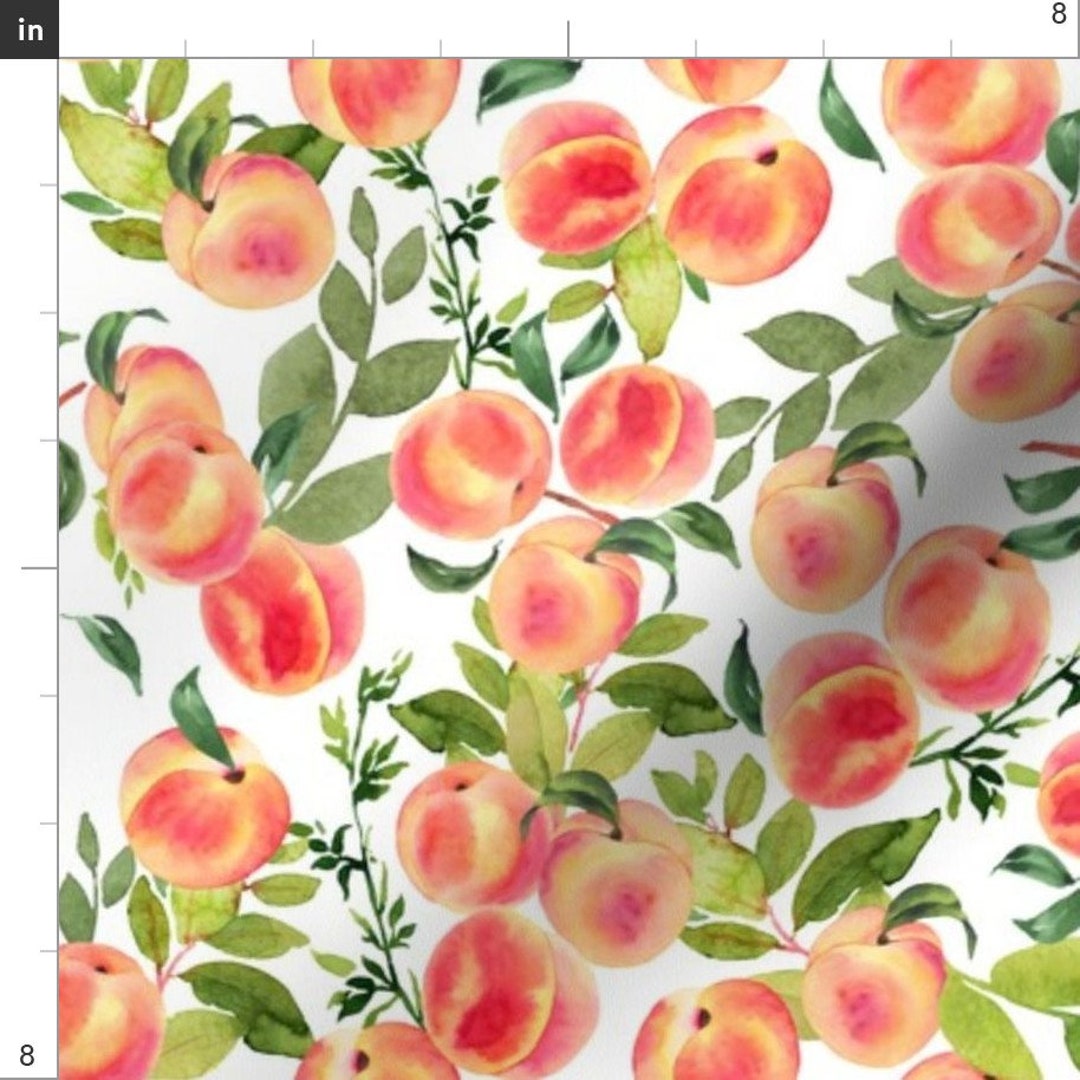 Peaches Fabric Watercolor Peaches by Hipkiddesigns Peach - Etsy