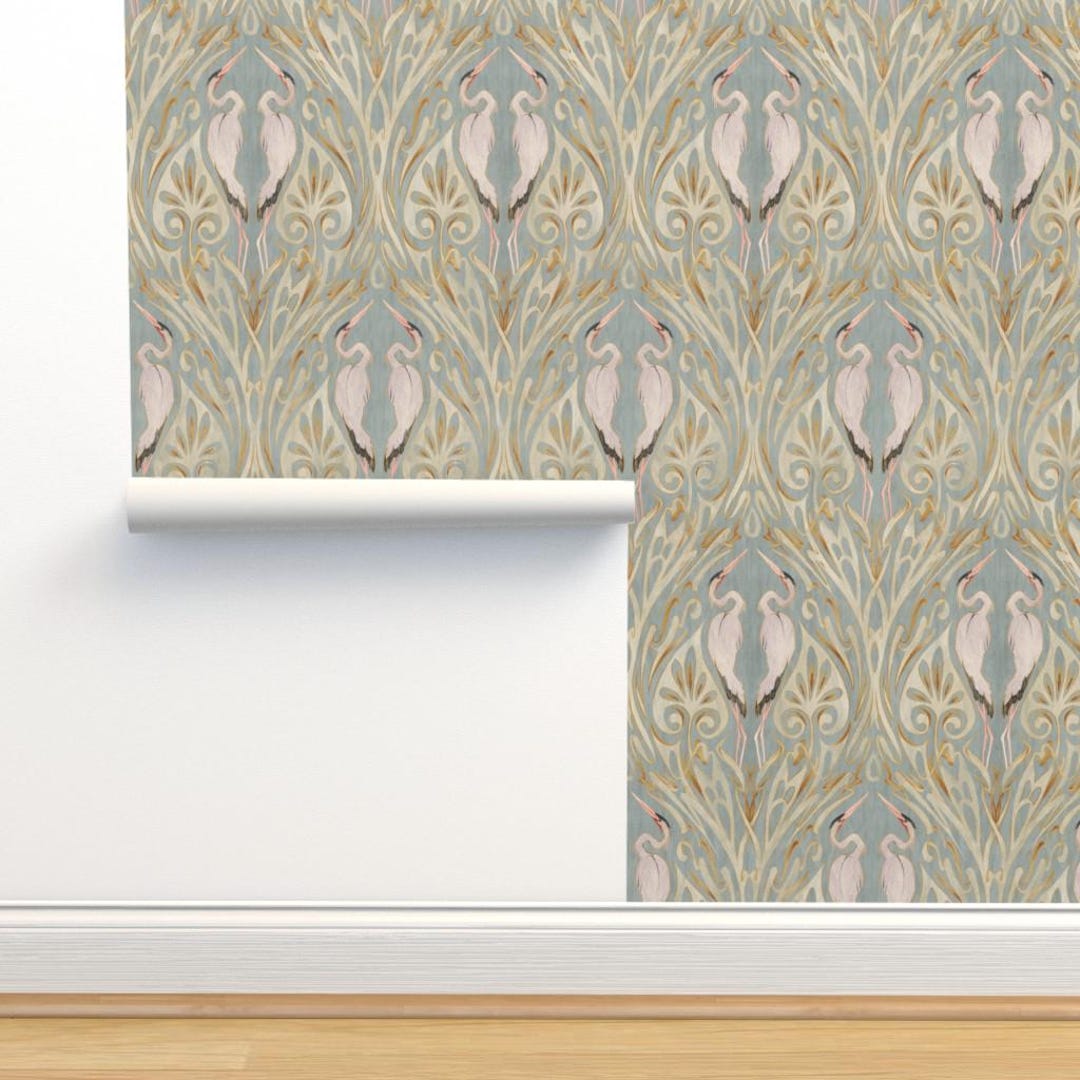 Traditional Victorian Mural Wallpaper - Art Nouveau Floral Botanical ...