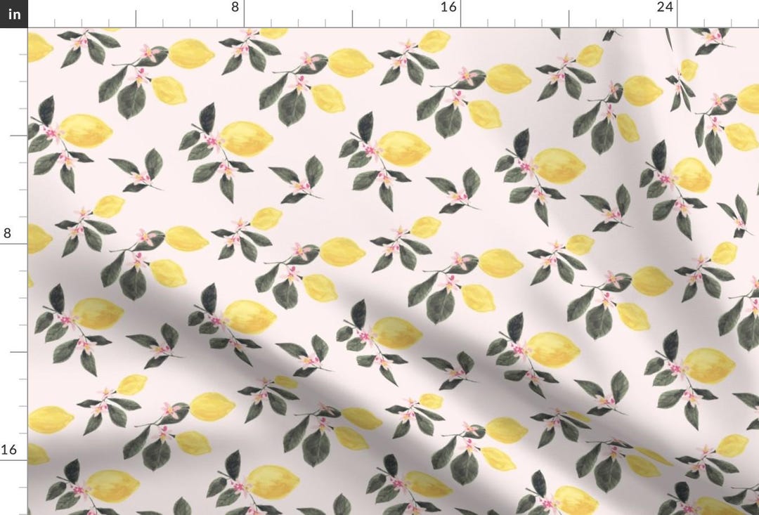 Lemons Fabric - Pink Lemonade 2 by Mintpeony - Lemons Floral Yellow ...