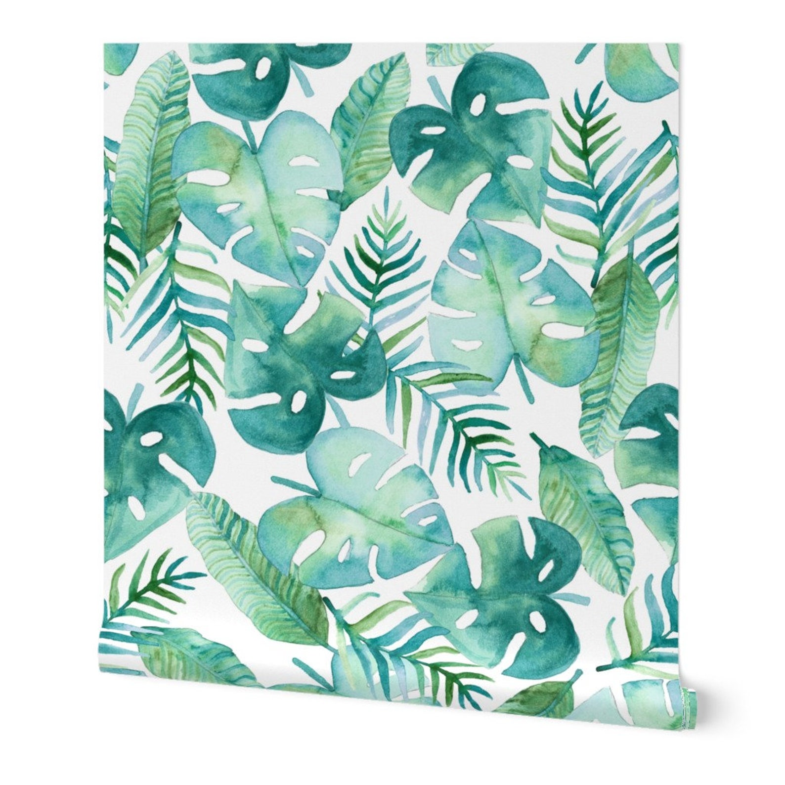 Tropical Wallpaper Cyan Tropical Jungle by Tangerine-tane | Etsy