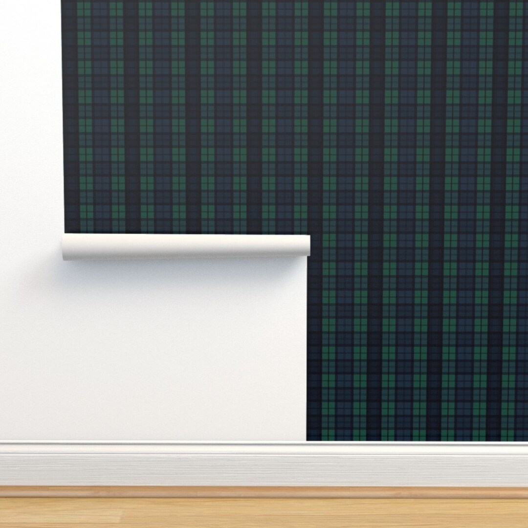 Plaid Wallpaper Dark Green Plaid by Laurapol Green Plaid - Etsy