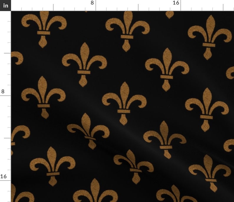 Fleur De Lys Fabric 14th Century Fleur De Lys Gold Black | Etsy