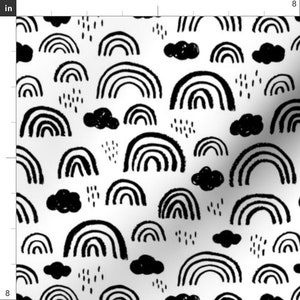 Monotoned Rainbows Fabric Abstract Rainbow Clouds Rain Sky - Etsy