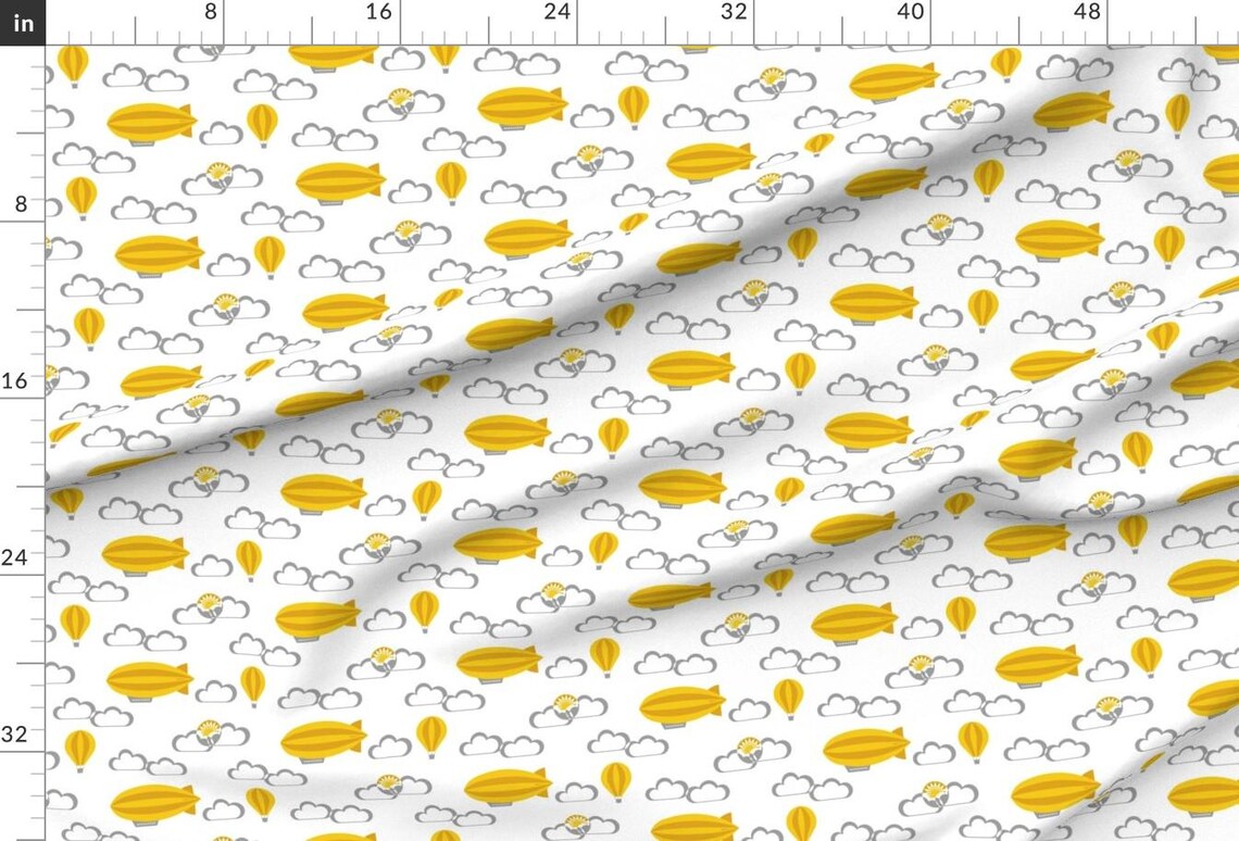 Yellow Zeppelin Fabric - Yellow Zeppelin by Analinea - Yellow Hot Air ...