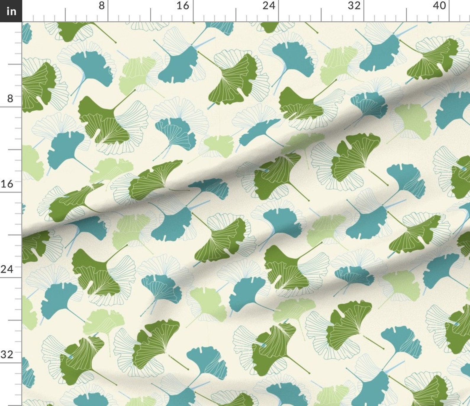 Green and Blue Ginkgo Fabric Ginkgo Leaves by Meredith - Etsy